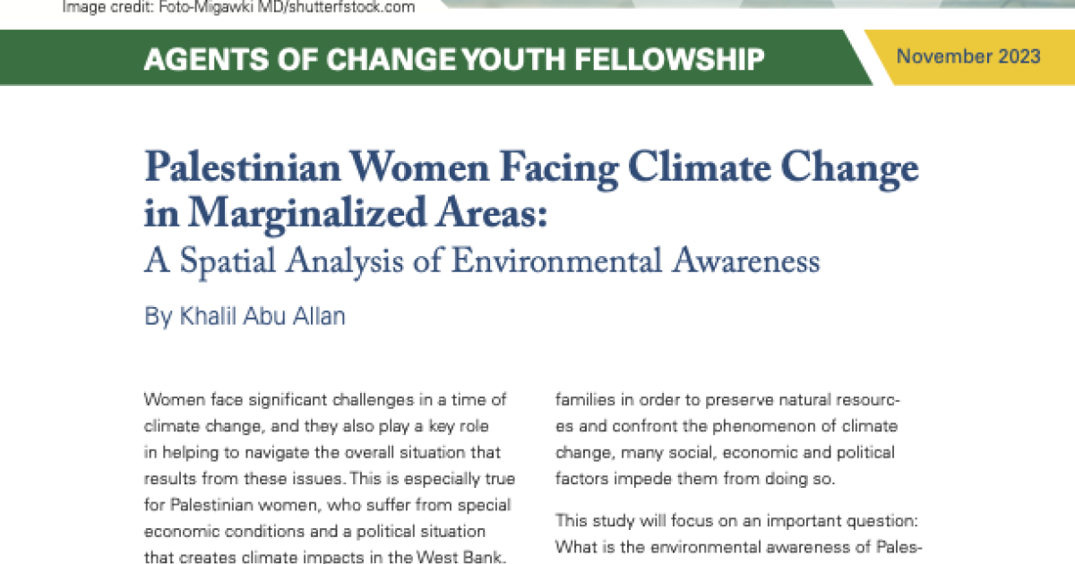 Palestinian Women Facing Climate Change in Marginalized Areas: A Spatial Analysis of ...